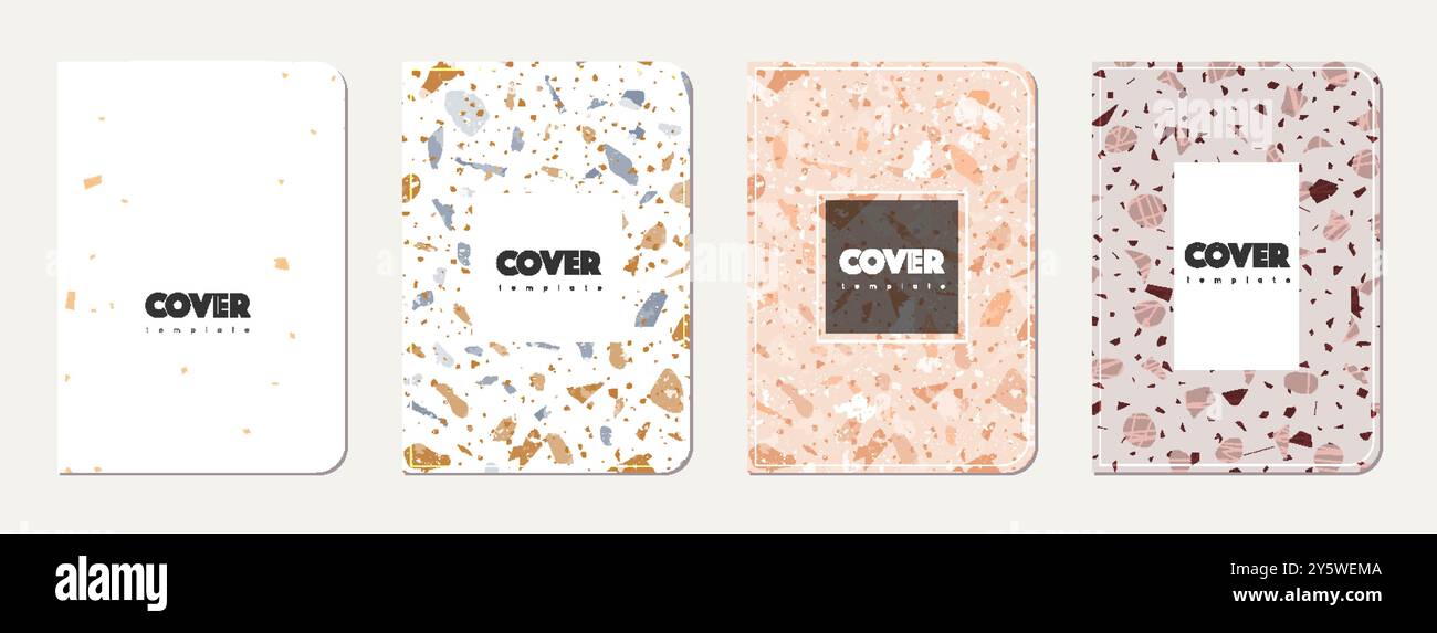 Notepad cover design. Terrazzo abstract background made of natural ...