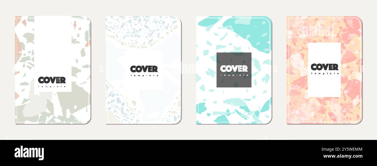 School diary cover design. Terrazzo abstract background made of natural ...