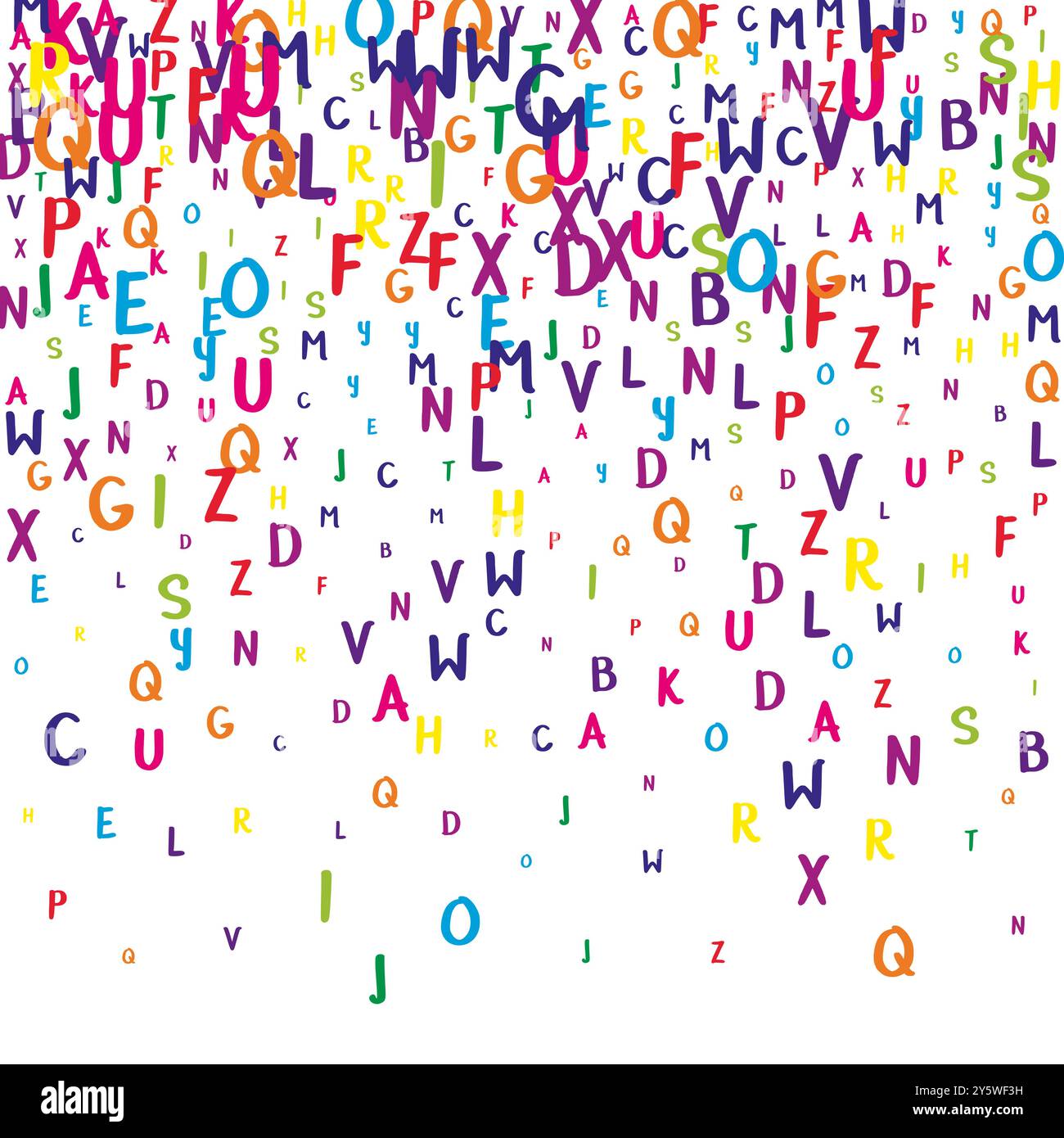 Scattered letters of latin alphabet. Colorful childish floating ...