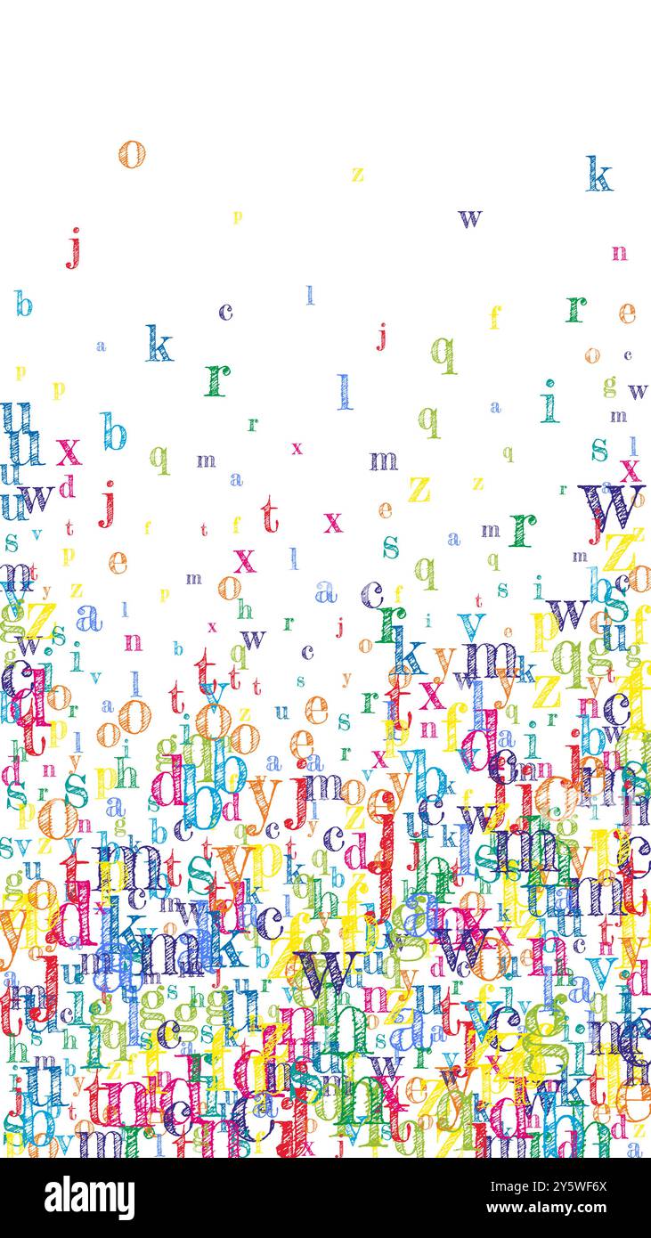 Scattered letters of latin alphabet. Colorful childish floating ...