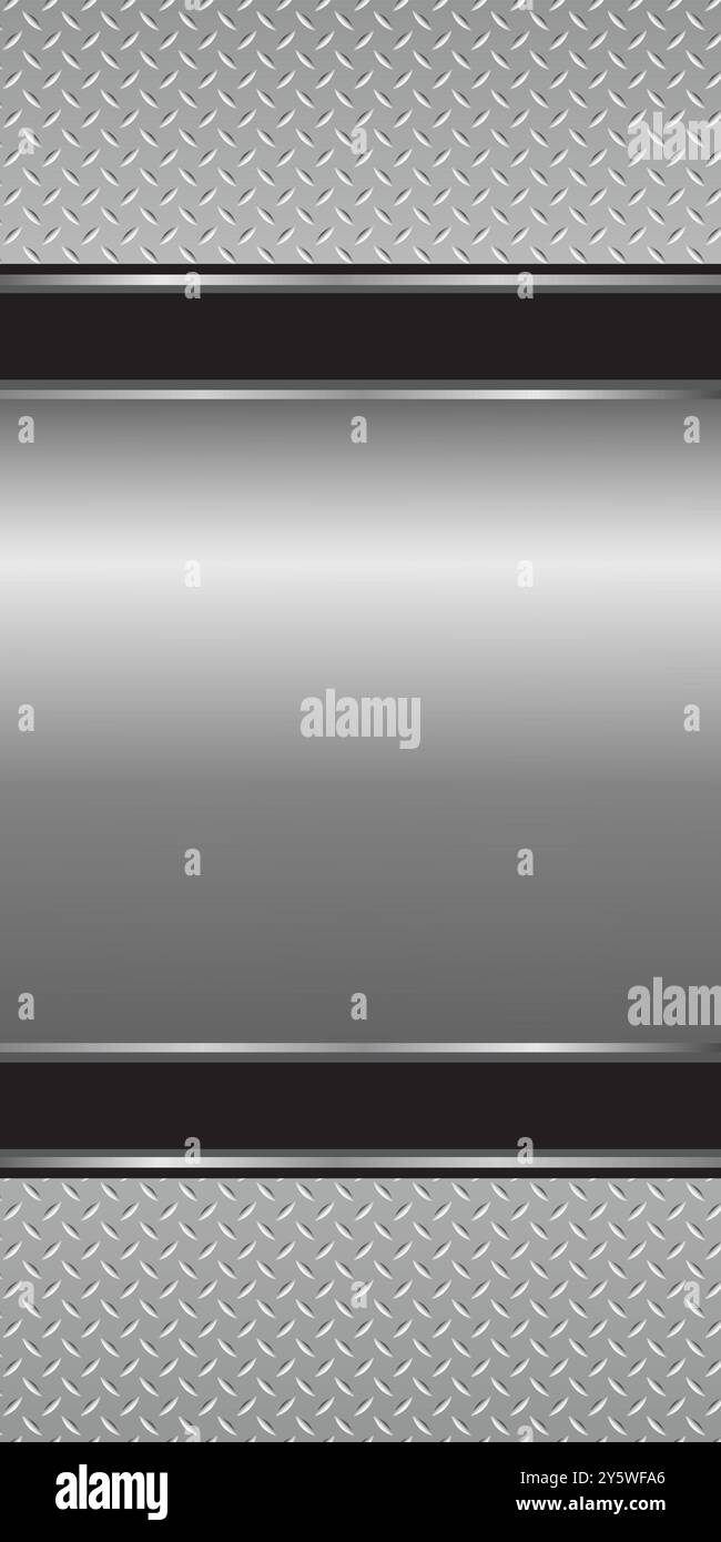 Vertical silver gray metal background, 3D polished chrome metallic and ...