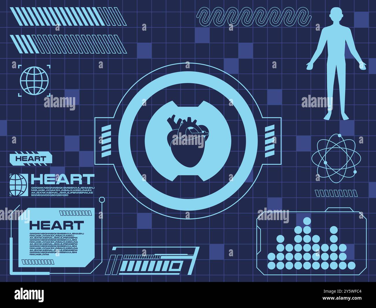 Heart futuristic scan machine interface digital analysis modern cyber ...