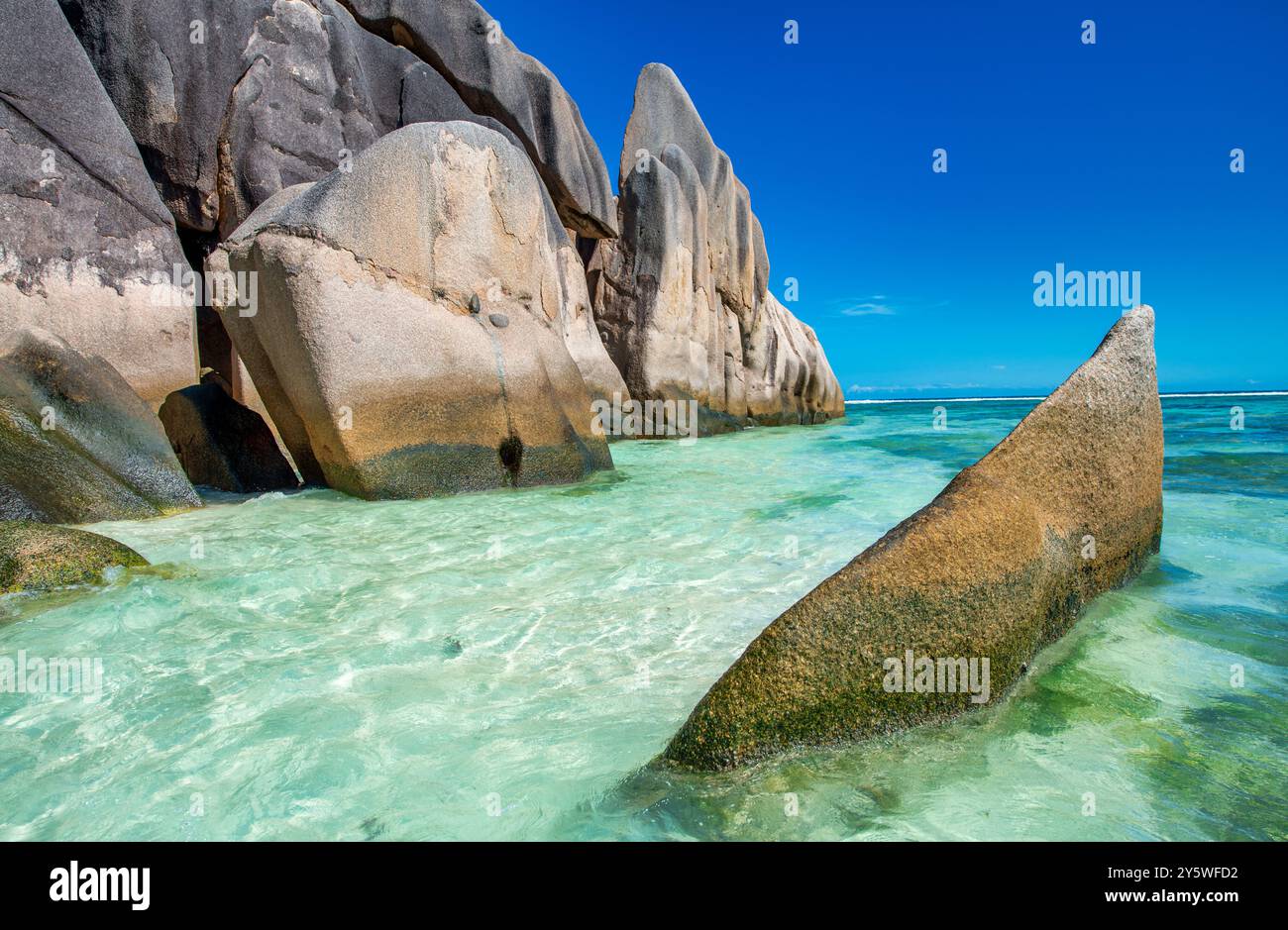 Amazing landscape of La Digue Island in the Seychelles Archipelago ...
