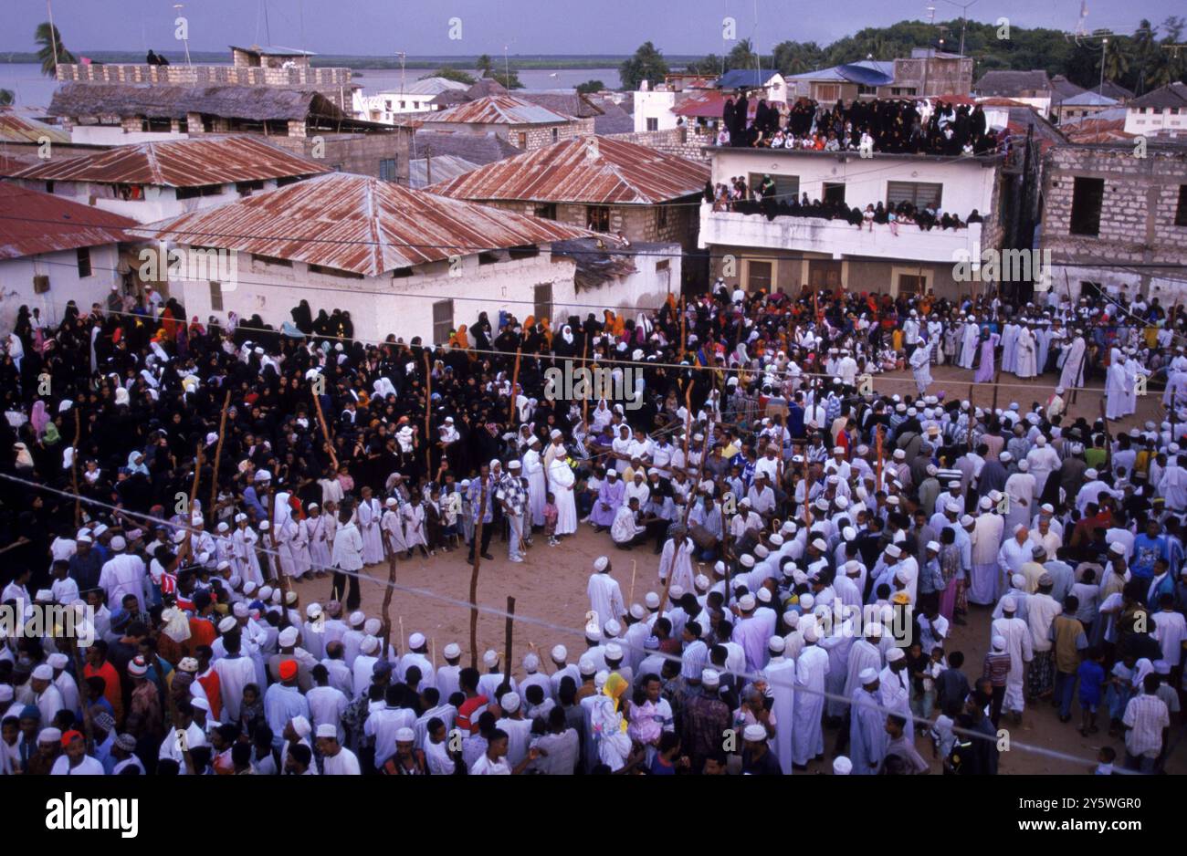 Large group of people assembled to celebrate an event, Kenya, Africa ...