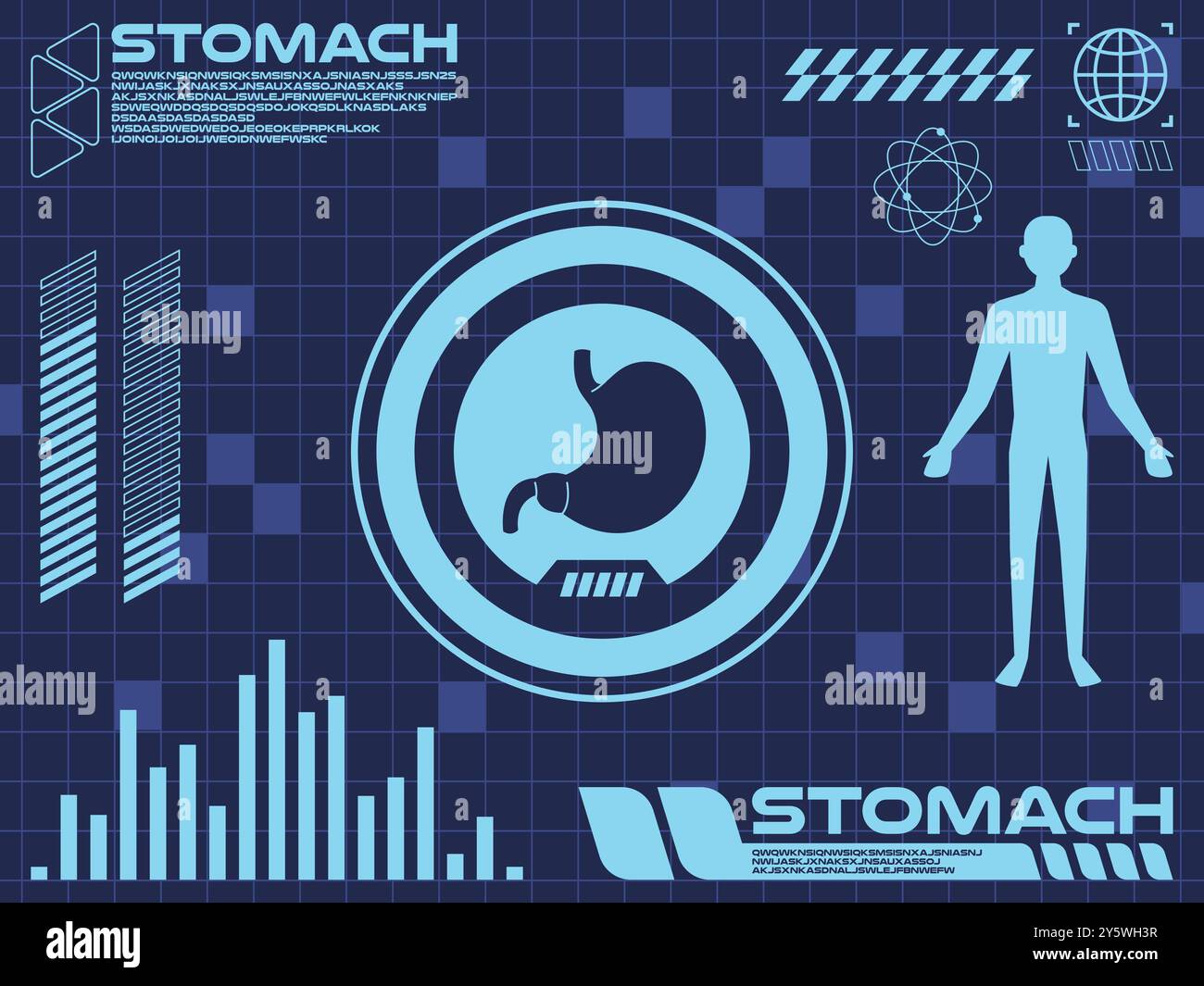 Stomach medicine symbol modern technology futuristic body scan cyber ...