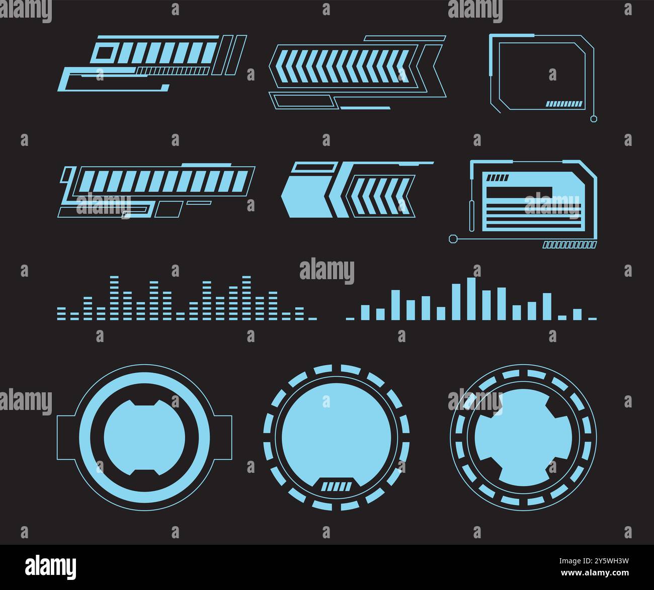 Cyberpunk retro-modern futuristic vaporwave style sci-fi theme dystopian element set collection ...