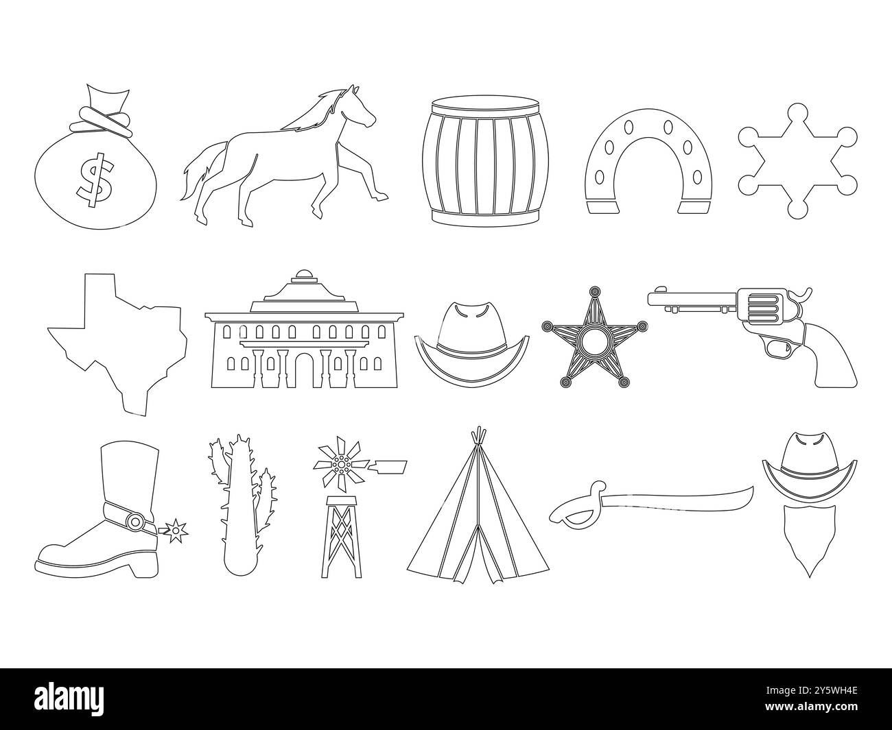 Cowboy item stuff barrel cactus sheriff badge emblem star sign ...