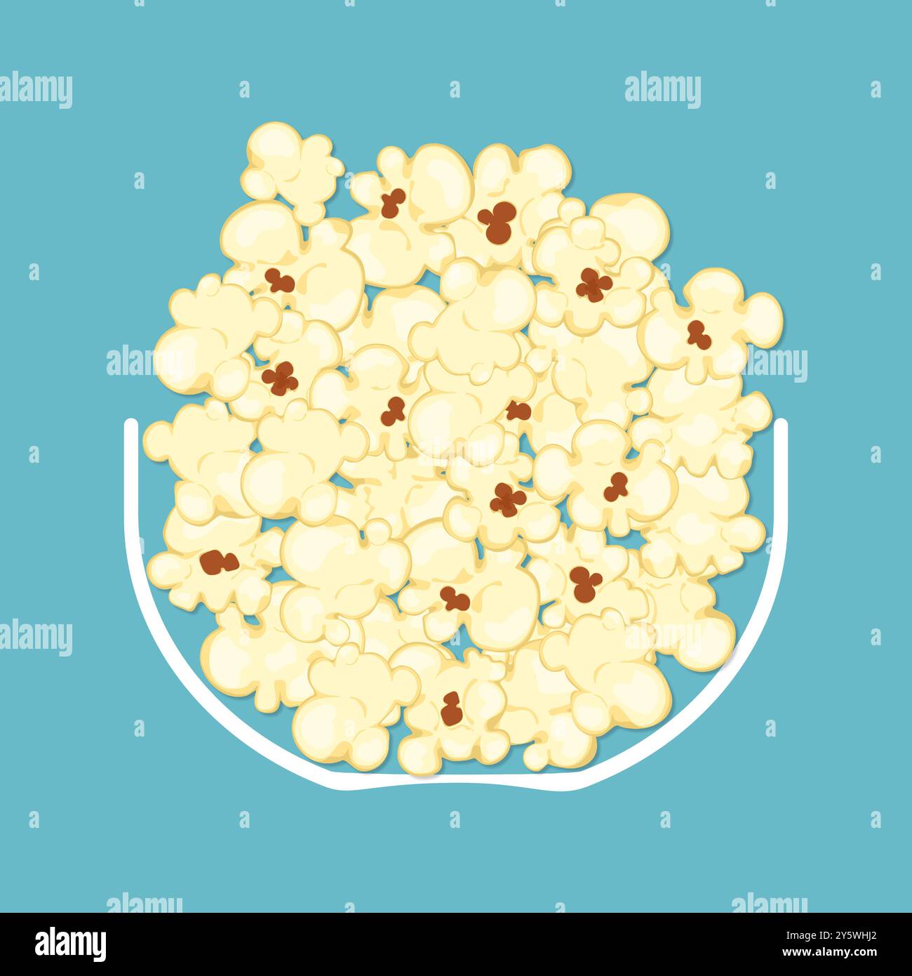 Vector illustration of popcorn packed in a bowl, cartoon style ...