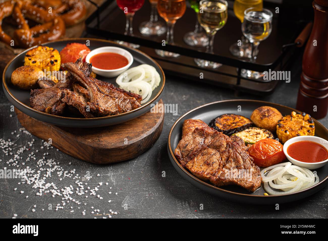Grilled meat with vegetables hi-res stock photography and images - Alamy