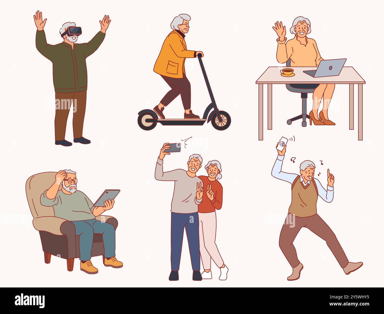 Seniors and gadgets Stock Vector Images - Alamy