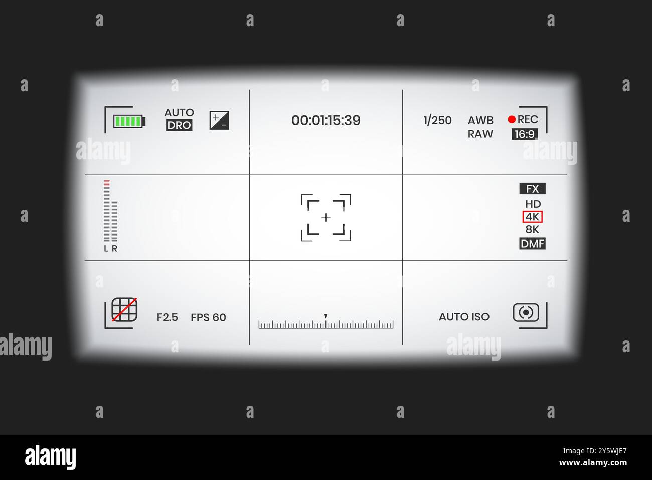 Camera viewfinder video or photo frame recorder flat style design ...