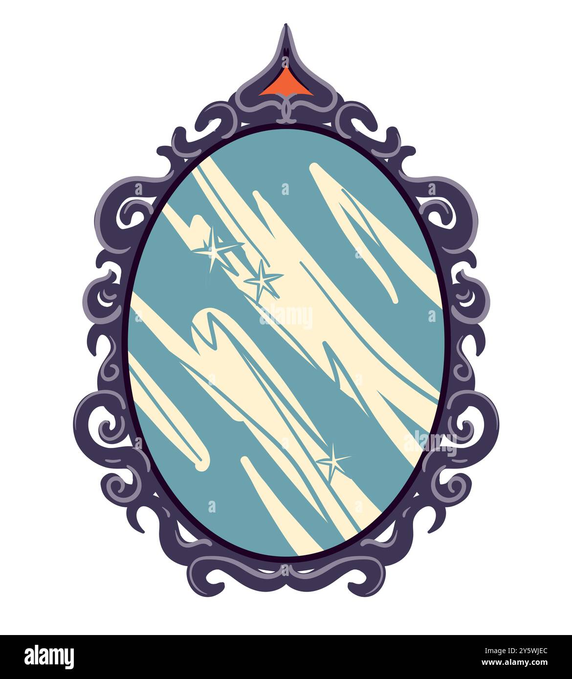 Vector black witch mirror. Occult symbol in flat style. Fairytale ...
