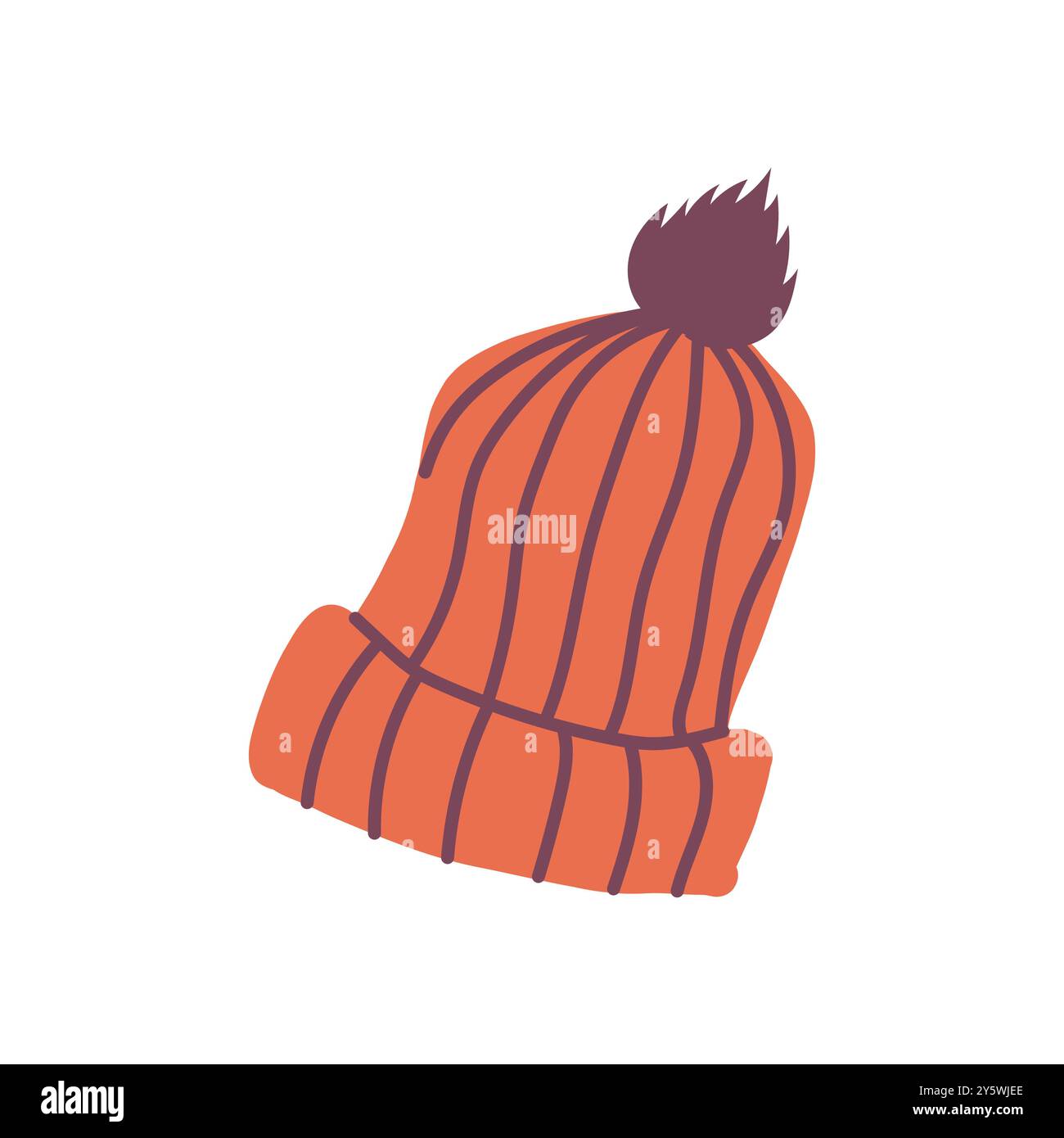 Orange knit cap, cute hand drawn seasonal object. Vector illustration ...