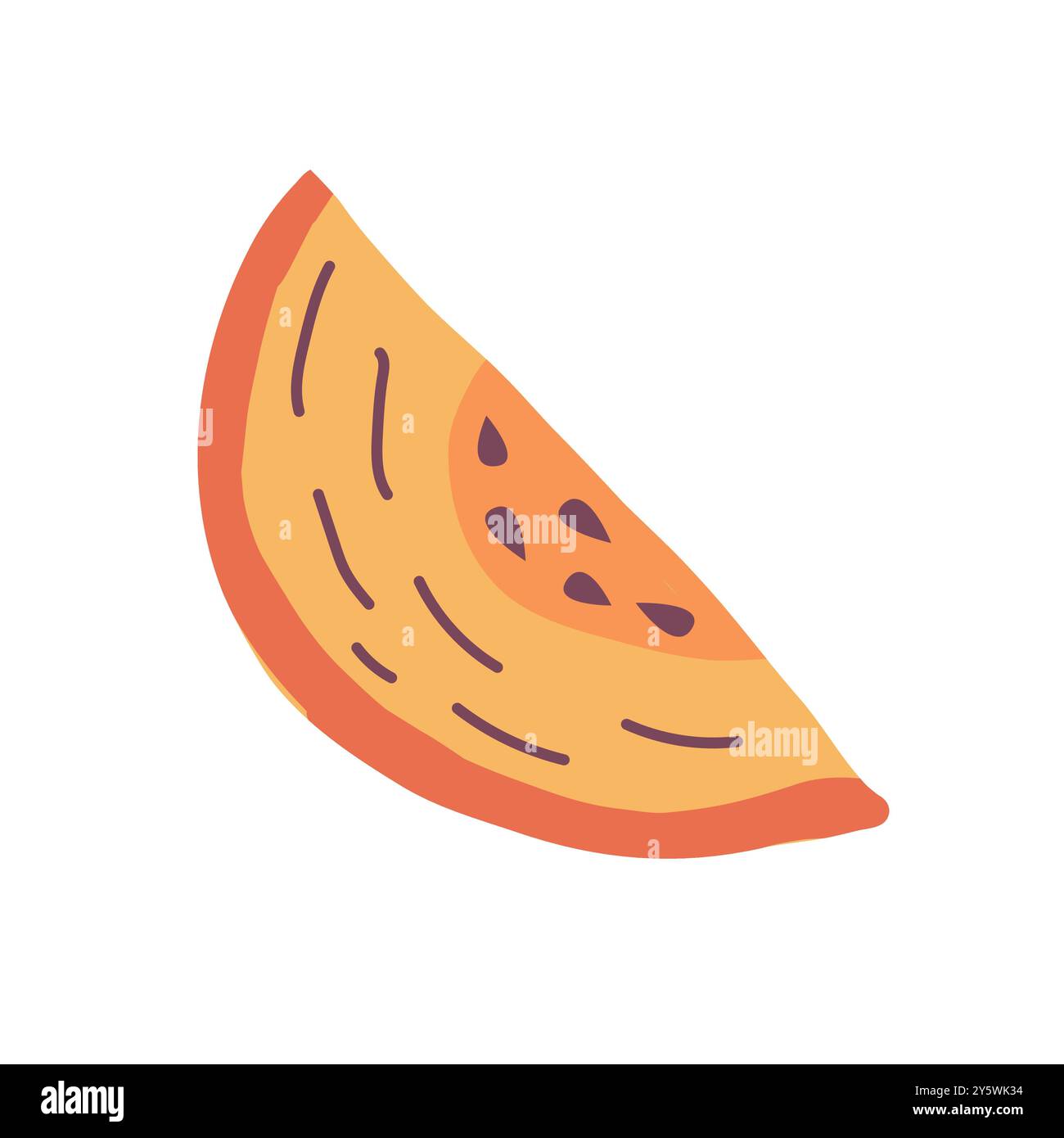 Pumpkin slice, cute hand drawn seasonal object. Vector illustration in ...