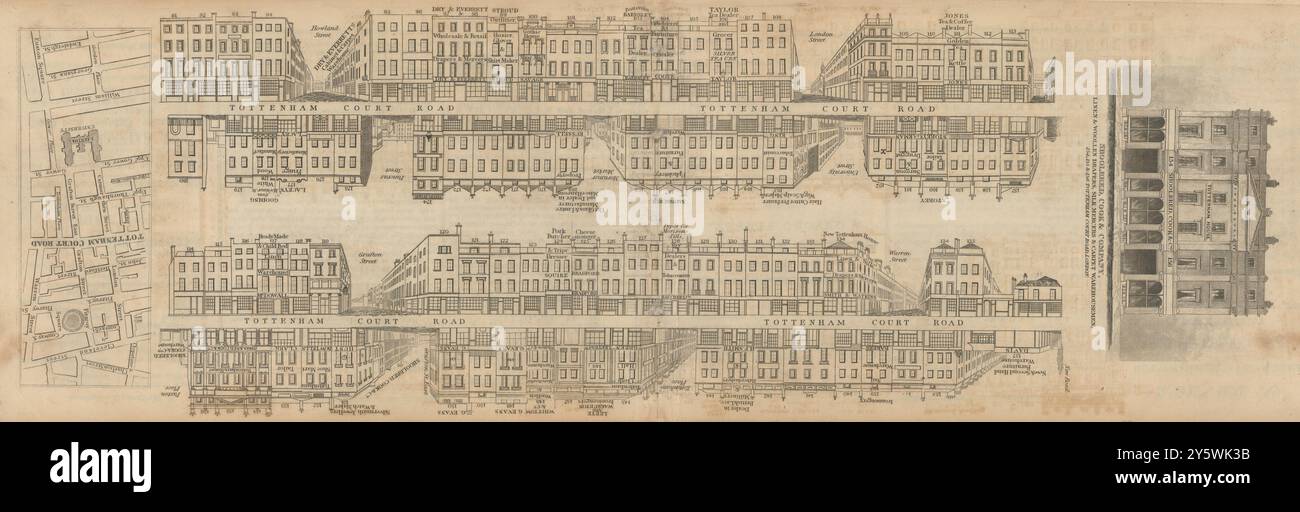 Tallis London Street View #49 Tottenham Court Road (North) 1839 old map ...