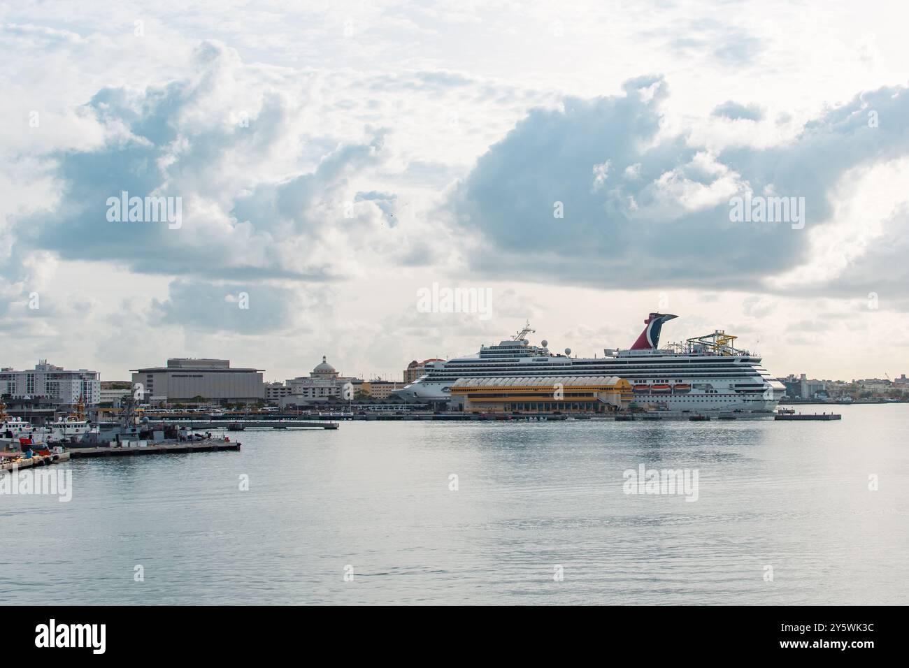 San Juan, Puerto Rico - April 20, 2017: A cruise ship docks at the ...