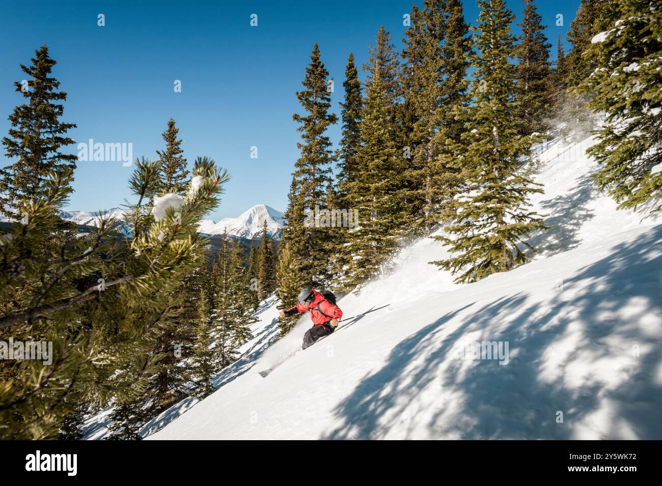 Male skier backcountry skiing near Monarch mountain resort Stock Photo ...