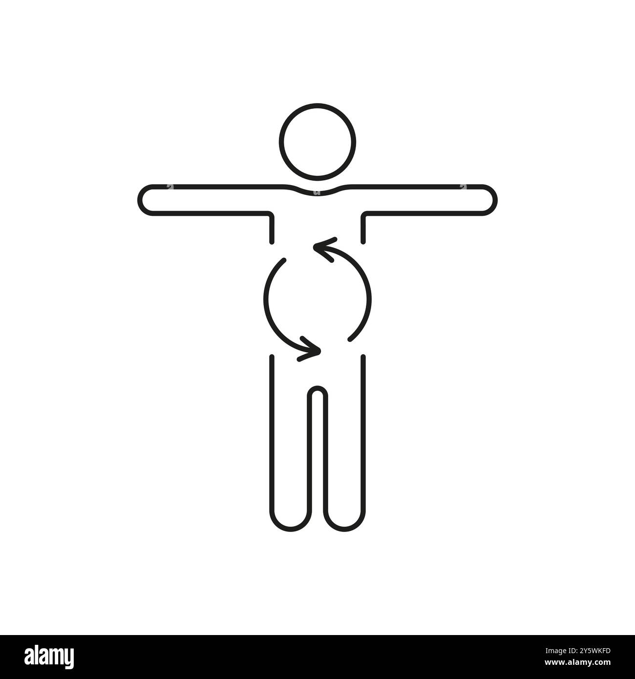 Human Figure Line Icon with Arrows Indicating Digestion Process ...