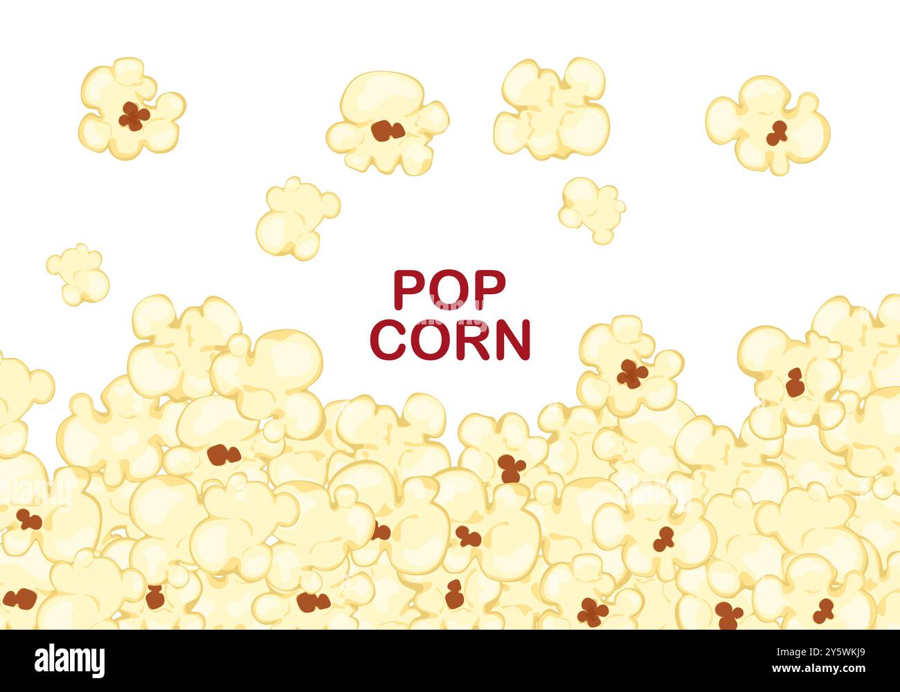 Vector illustration of popcorn falling from above, cartoon style ...
