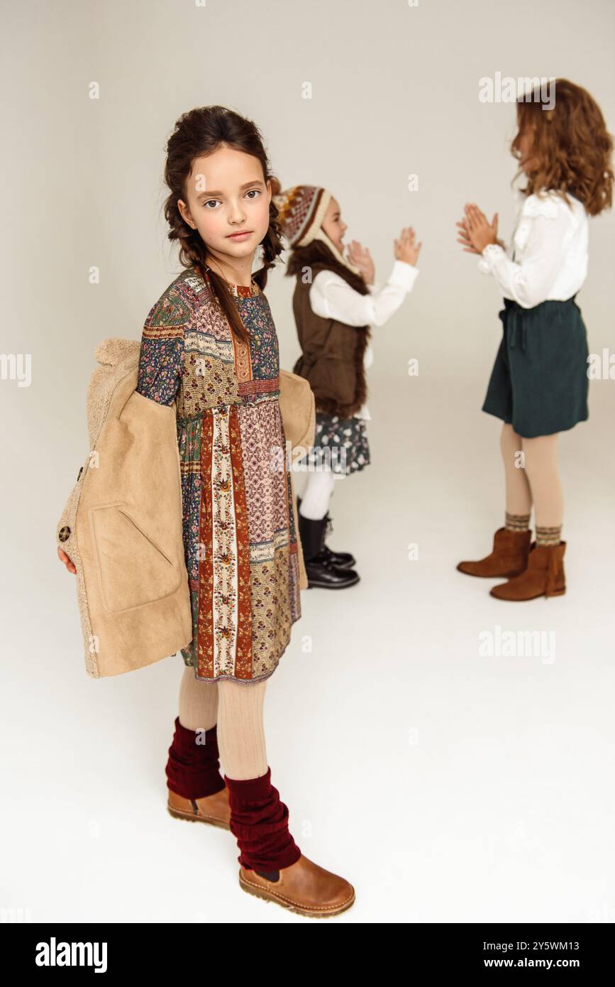 First-grader girl friends in the studio Stock Photo - Alamy