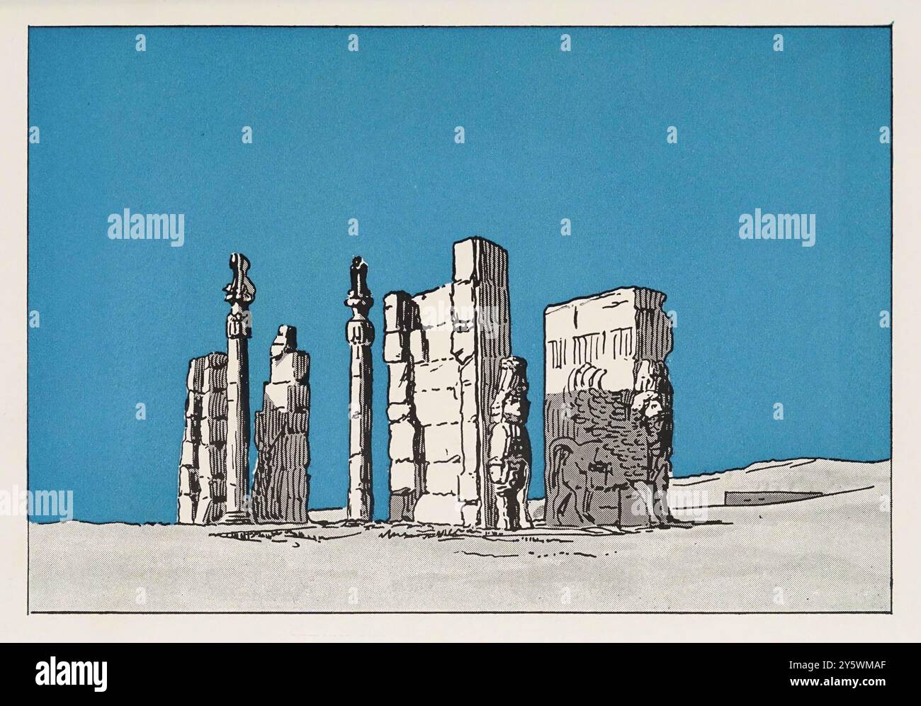 Entrance Gate to the Palace of Xerxes, Persepolis. Vintage Illustration ...