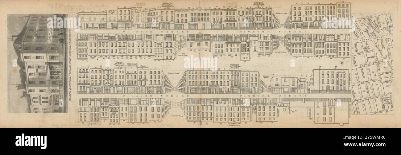 Tallis London Street View #50 Wigmore Street 1839 old antique map plan ...