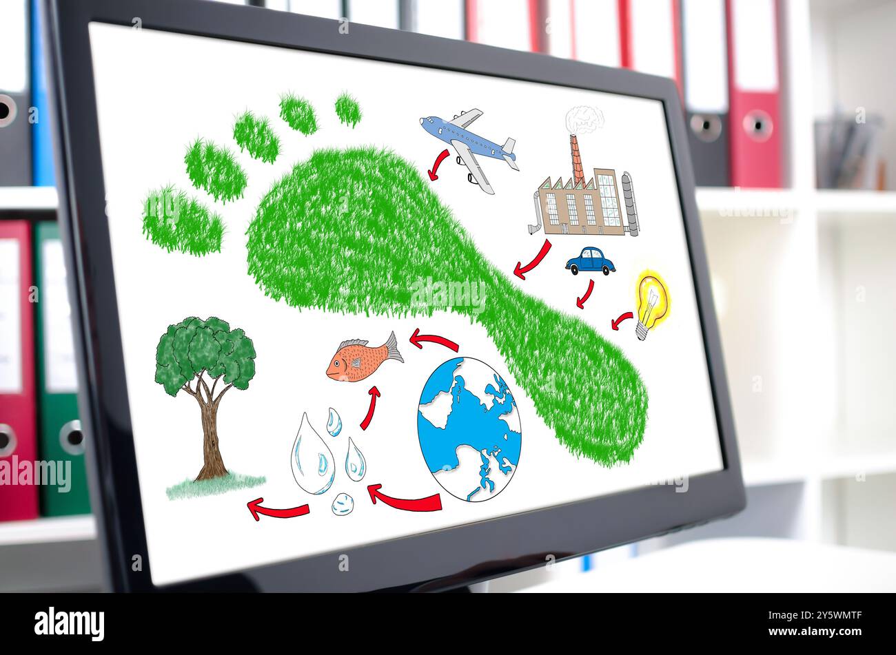 Carbon footprint concept shown on a computer screen Stock Photo - Alamy
