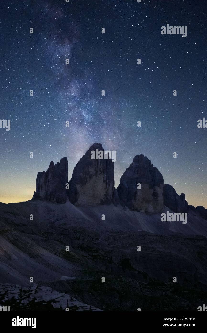 Milky Way over Tre Cime di Lavaredo, Dolomites, South Tyrol, Italy ...