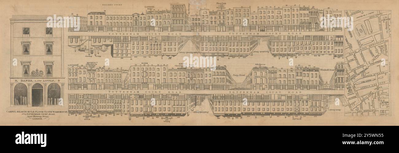 Tallis London Street View #53 Tottenham Court Road (South) 1839 old map ...