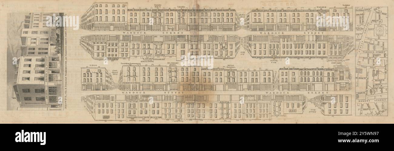 Tallis London Street View #62 Wardour Street (North) 1839 old antique ...