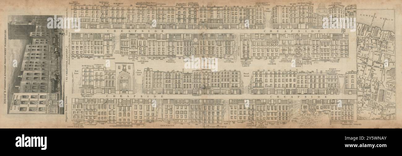 Tallis London Street View #42 Cheapside (West) 1839 old antique map ...