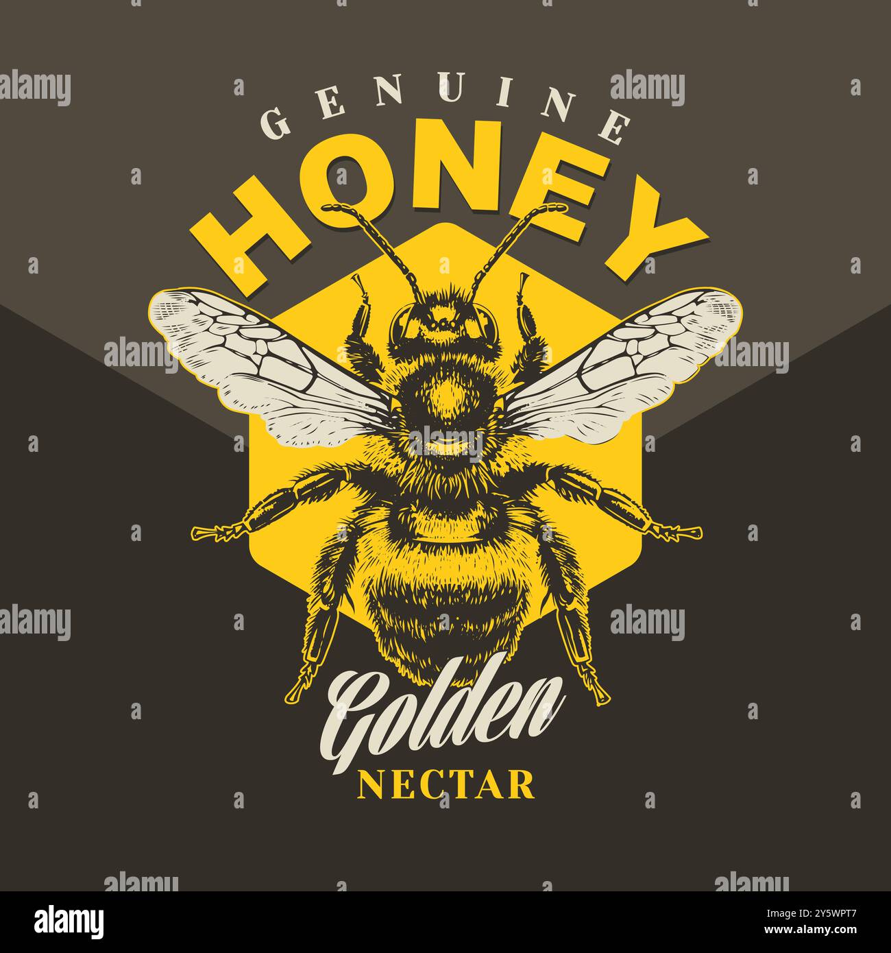 Vector emblem with honey bee. Perfect for prints, labels and packaging ...