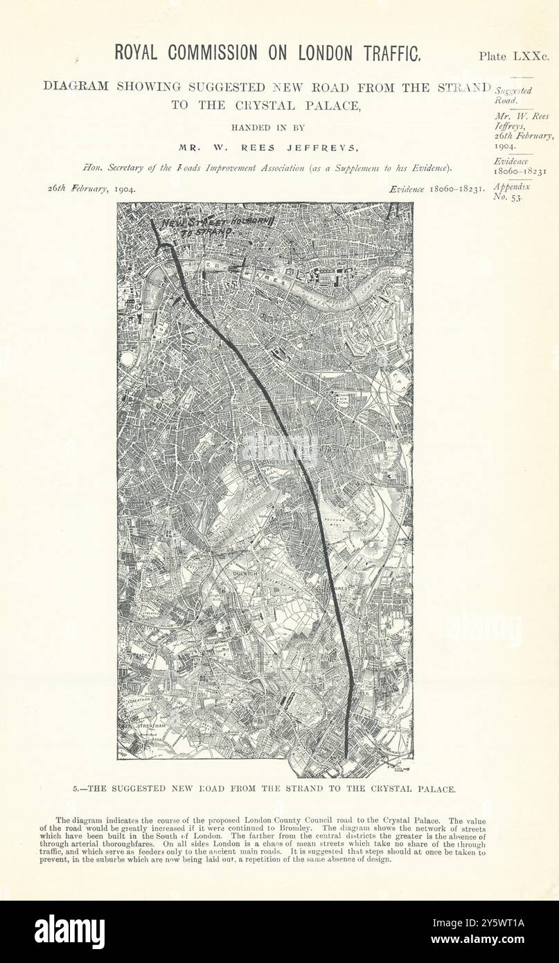 Royal Commission on London Traffic. Proposed Strand-Crystal Palace road ...