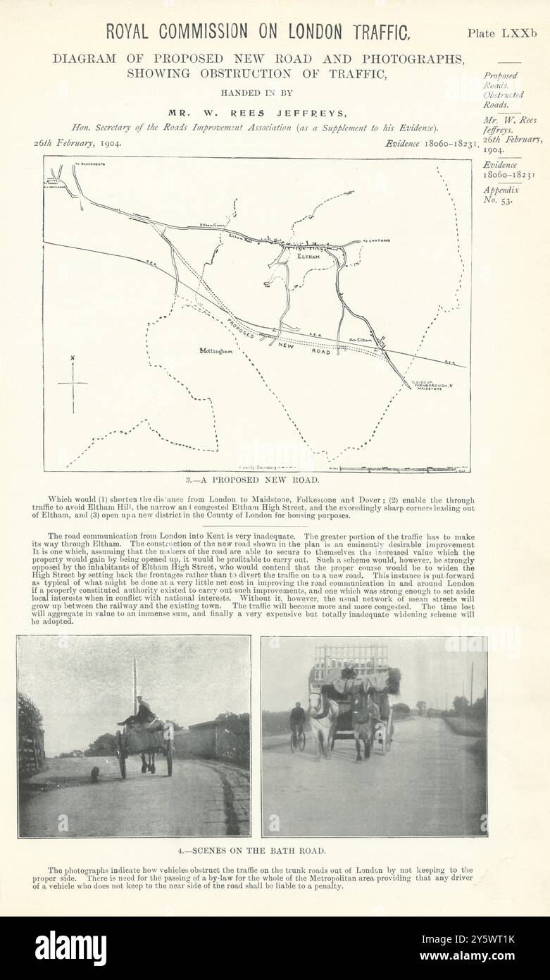 Royal Commission on London Traffic. Early A20 Eltham bypass proposal ...