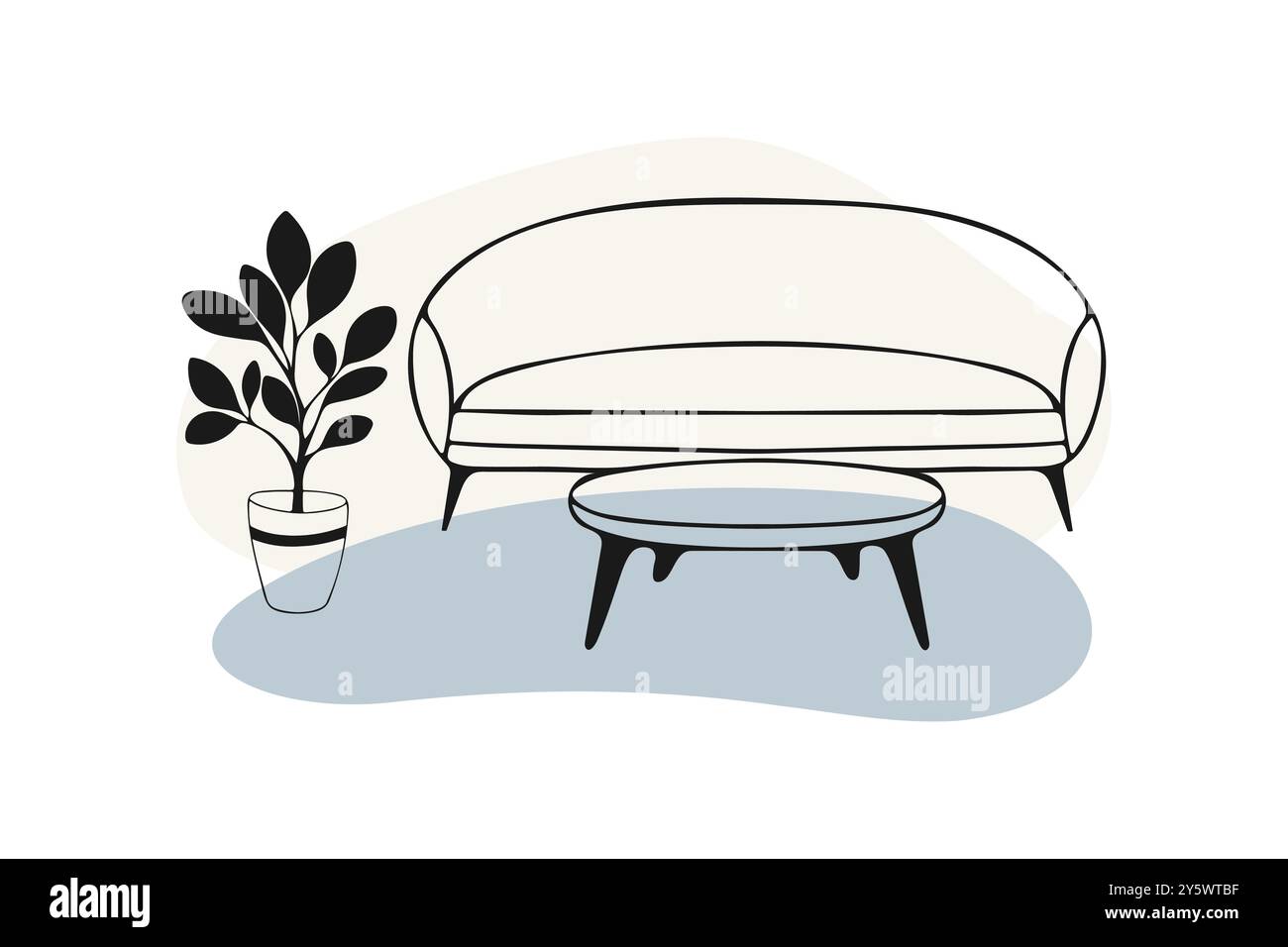 Interior minimalist style cozy sofa and coffee table and flowerpot in ...