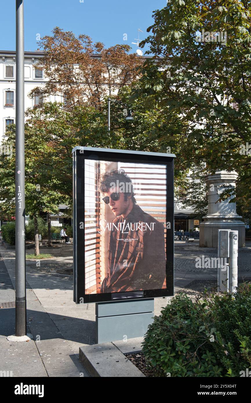 Saint Lauren advertising billboard in Milano, Italy fall 2024 Stock ...