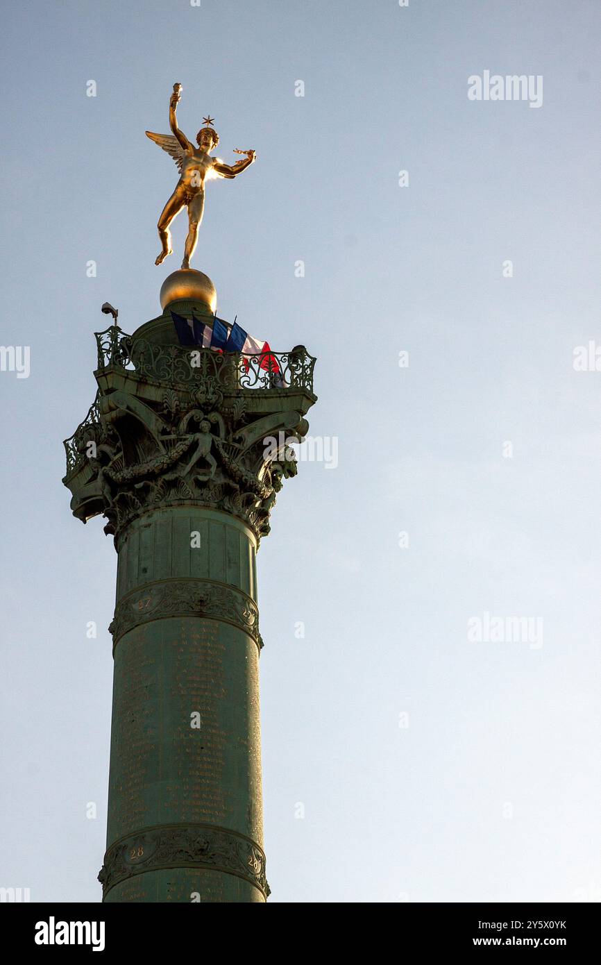 Detail of the July Column in the Bastille Square in Paris Stock Photo ...