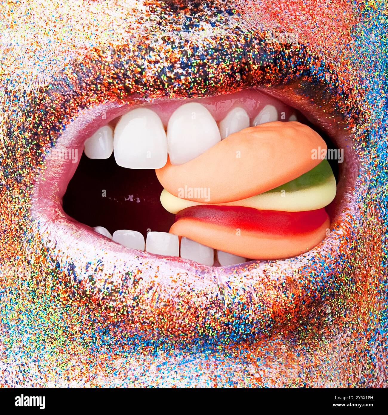 Close up mouth bright lipstick hi-res stock photography and images - Alamy