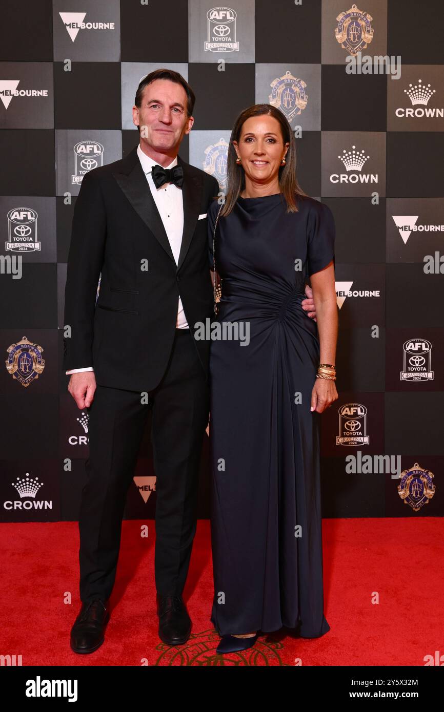 Melbourne, Australia. 23rd Sep, 2024. AFL CEO Andrew Dillon (left) and wife Amanda Dillon ...