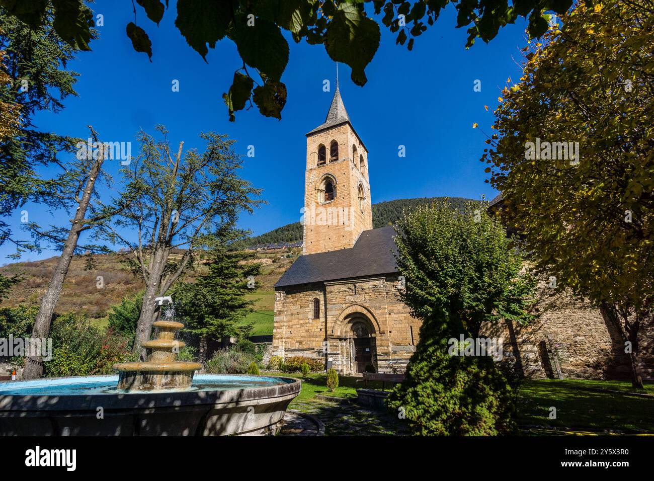 Gothic-style bell tower, around the 14th century, Romanesque church of ...