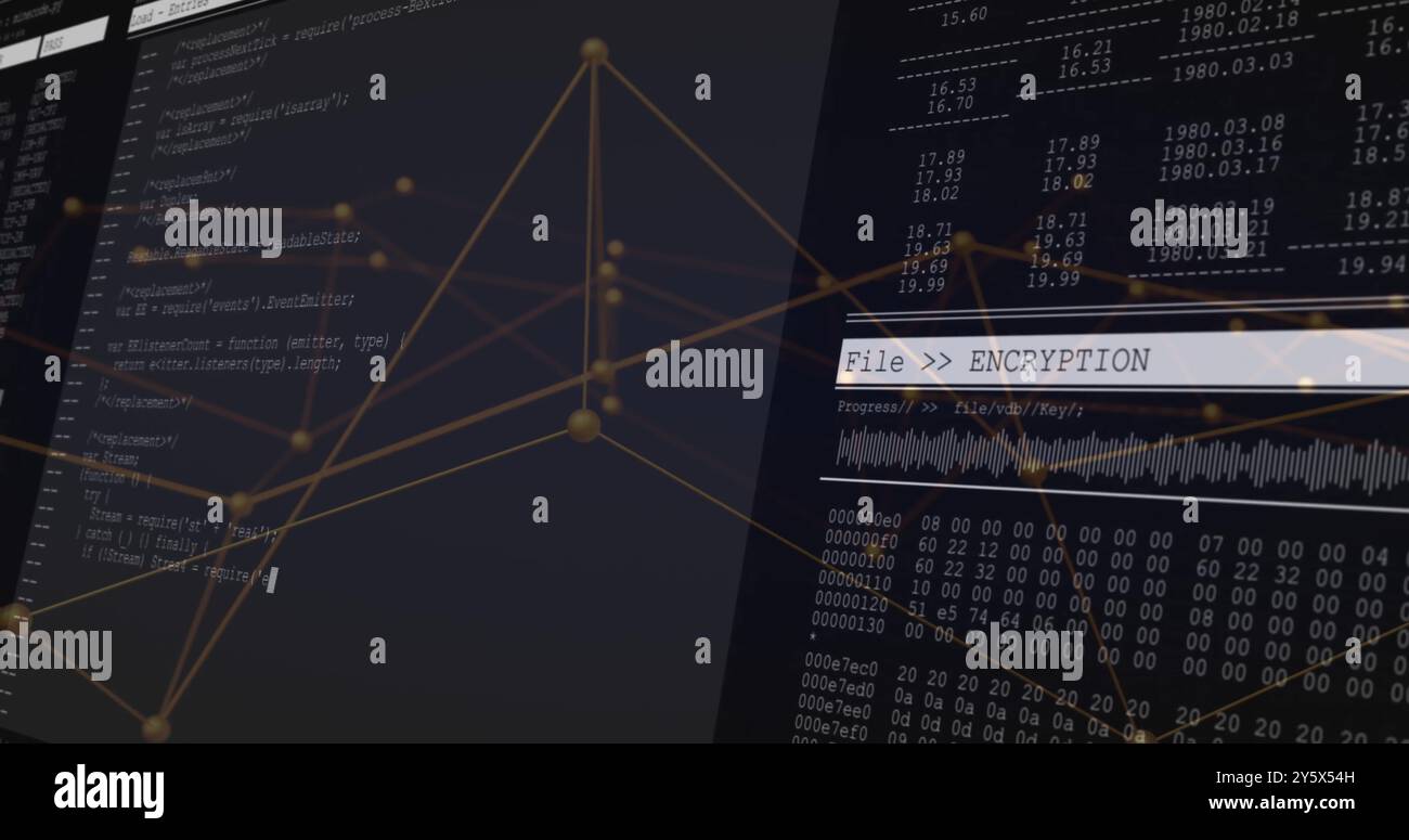 Image of digital data processing over networks of connections Stock ...