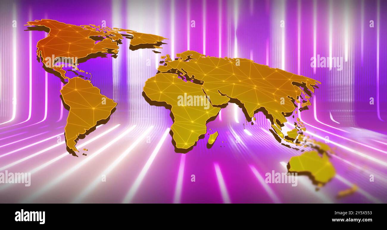 Image of network of connections over world map Stock Photo - Alamy