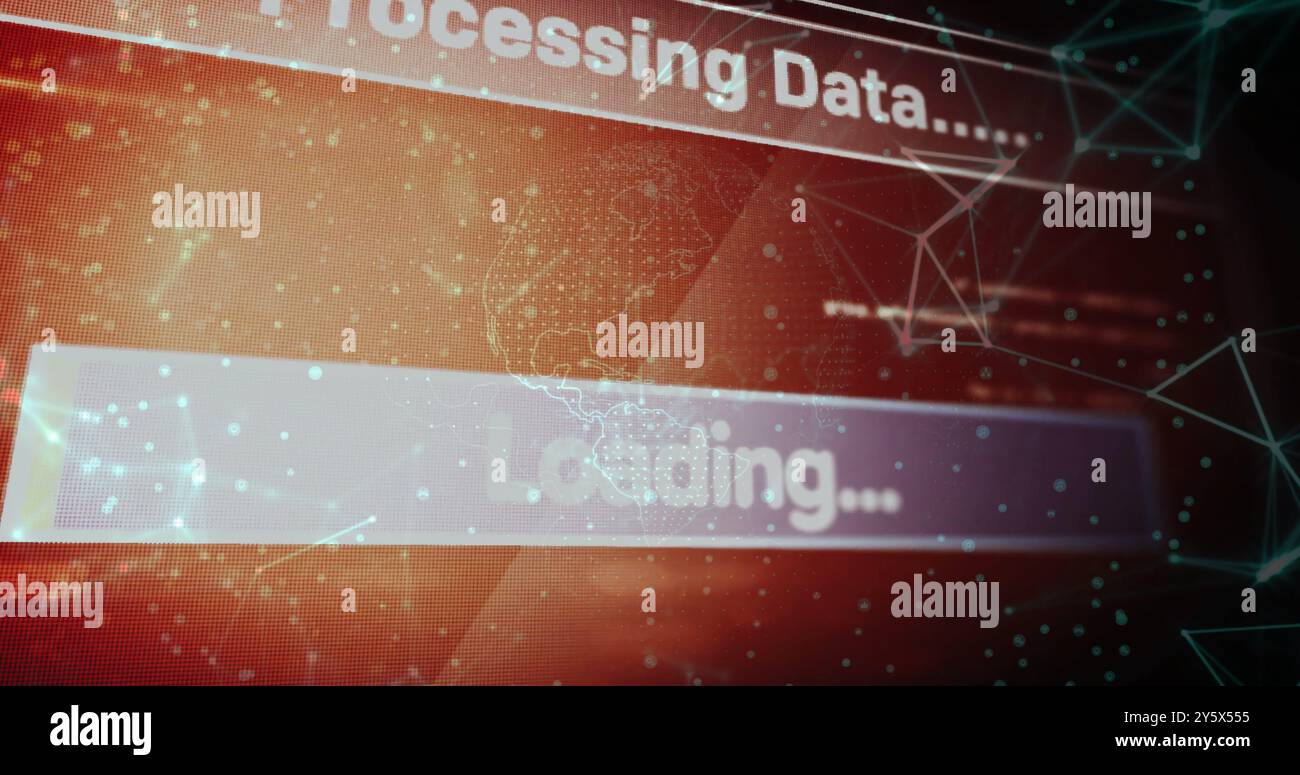 Image of digital data processing text over networks of connections Stock Photo - Alamy