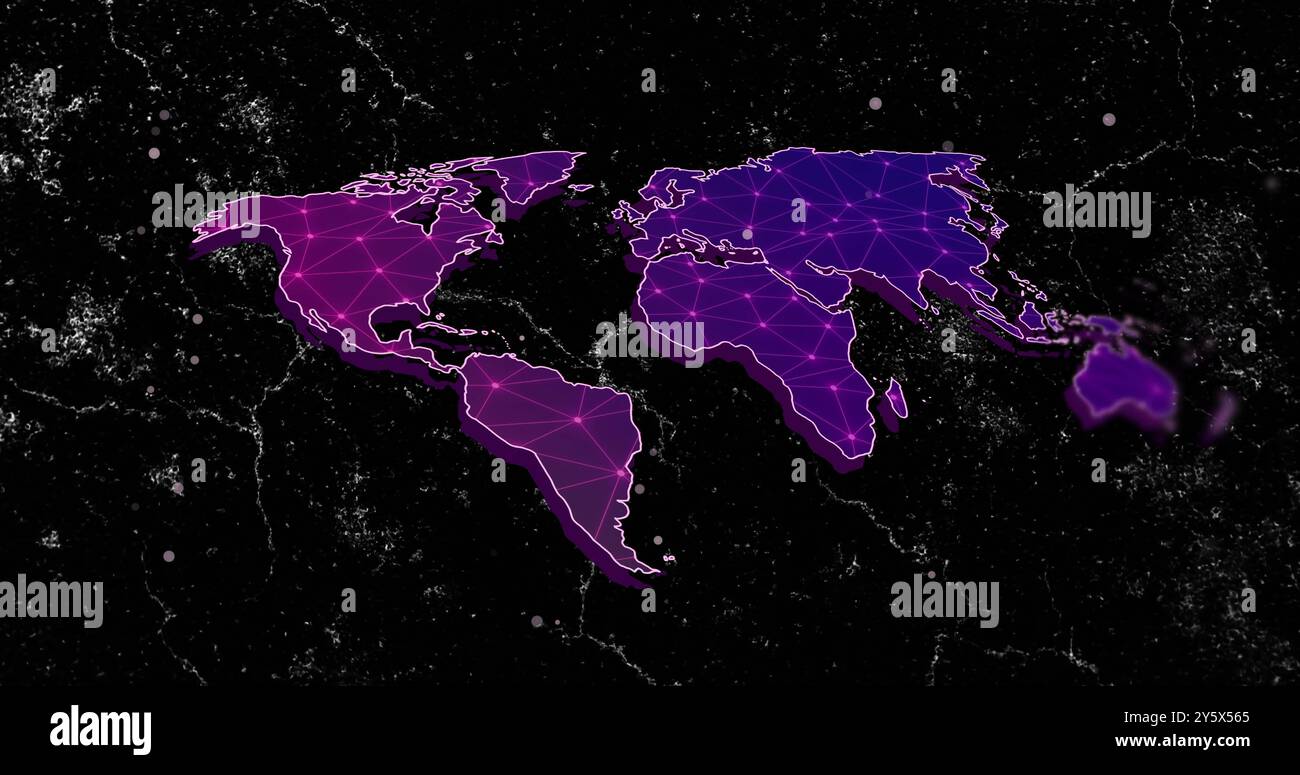 Image of network of connections over world map Stock Photo - Alamy