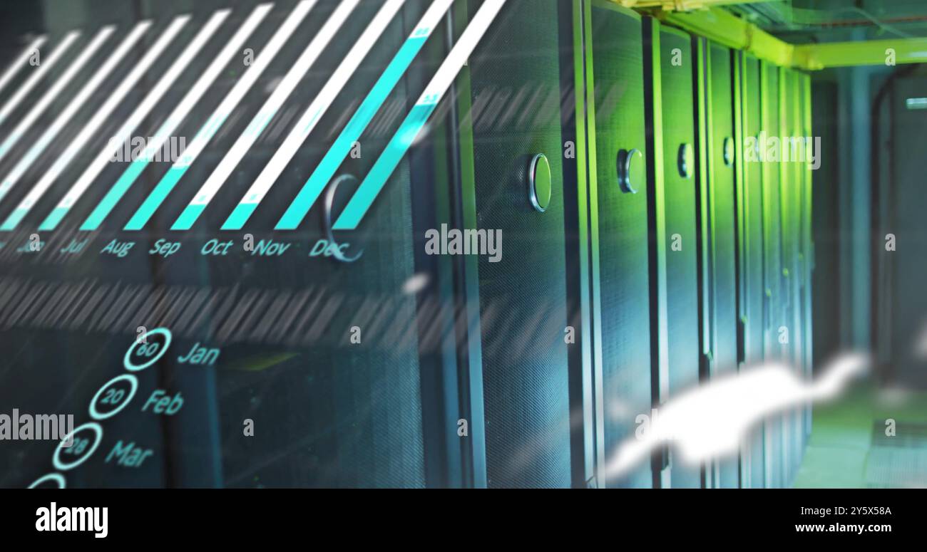 Data processing image over server racks in data center Stock Photo - Alamy