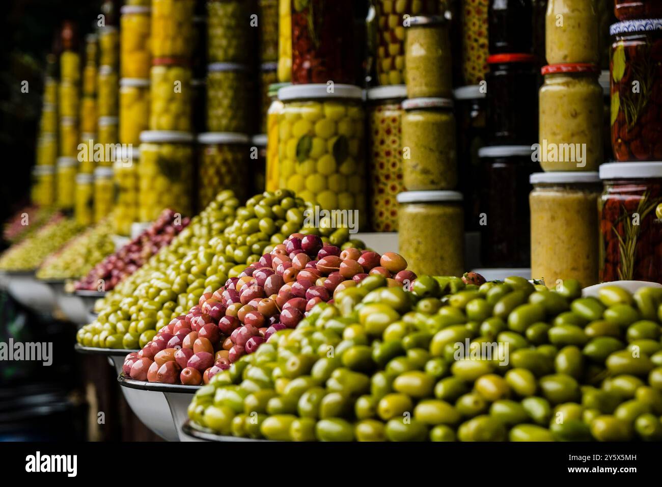 olives and pickles, souk of Marrakech, Morocco, north of Africa ...
