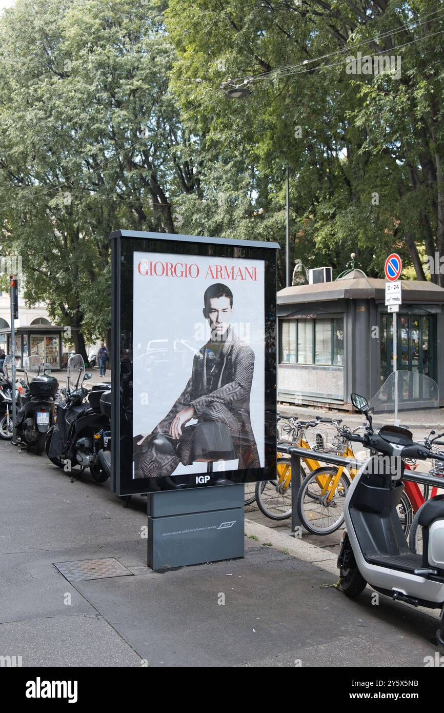 Giorgio Armani advertising billboard in Milano, Italy fall 2024 Stock ...