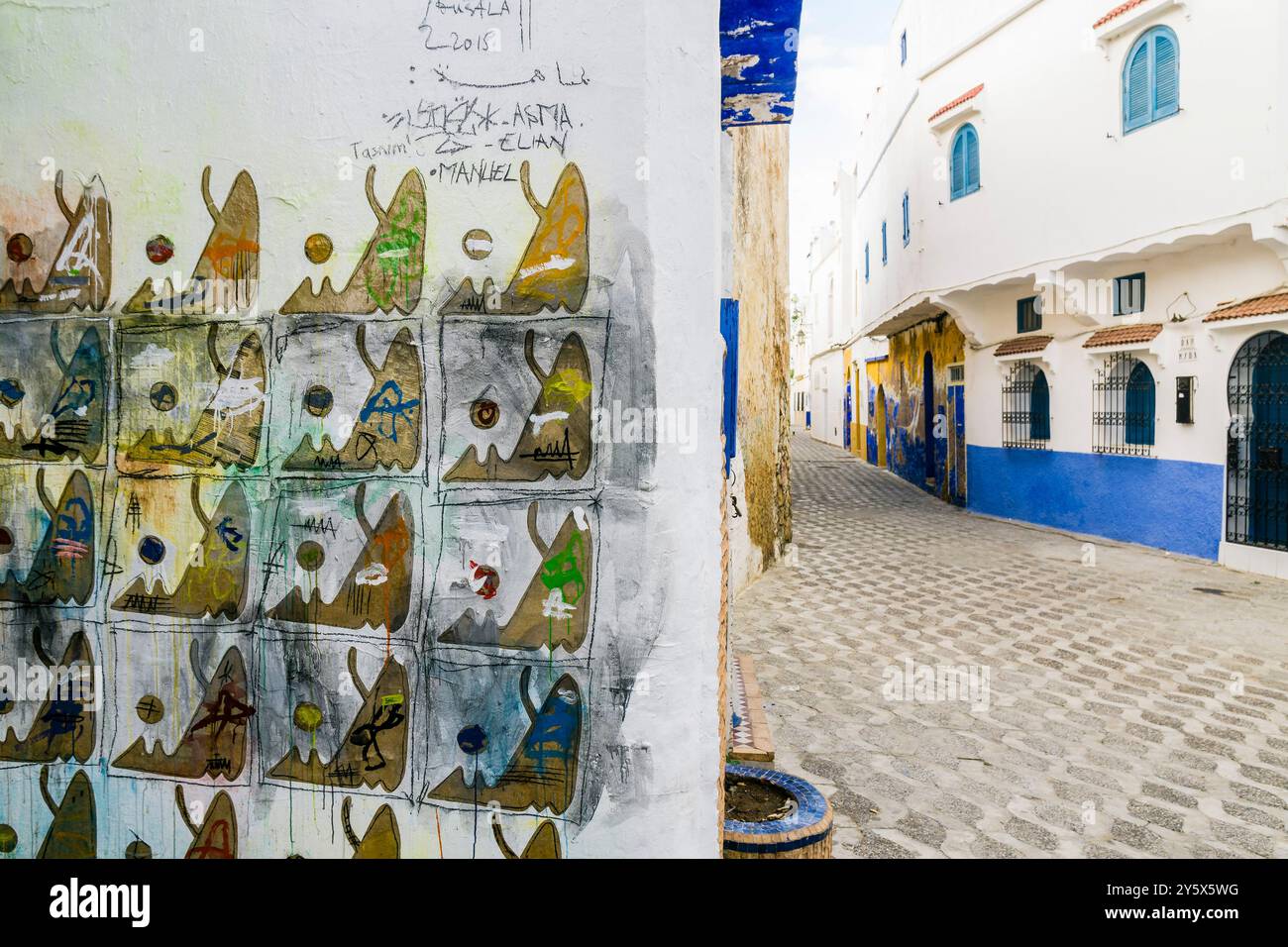 mural painting, Assilah medina, Morocco, north of Africa, African ...