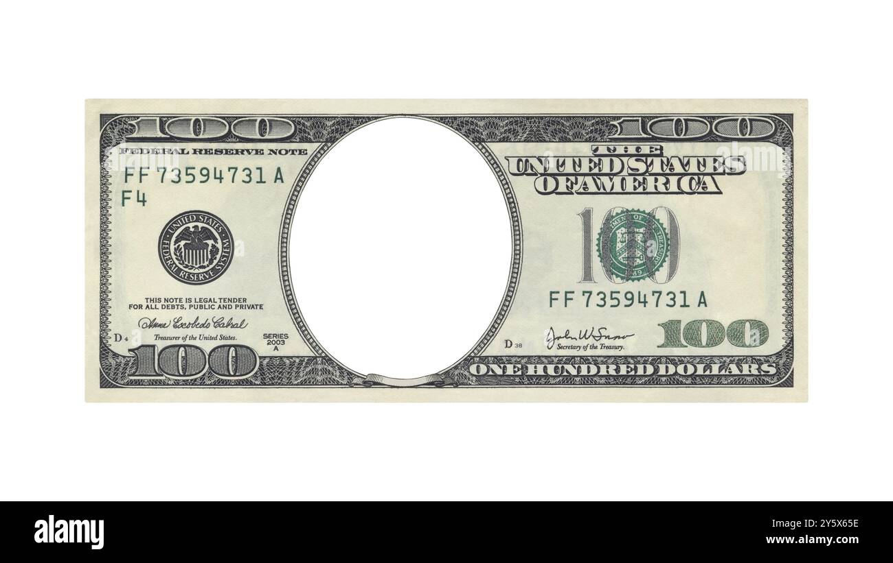 Realistic 100 Dollar Bill Mockup on White Background Stock Photo - Alamy