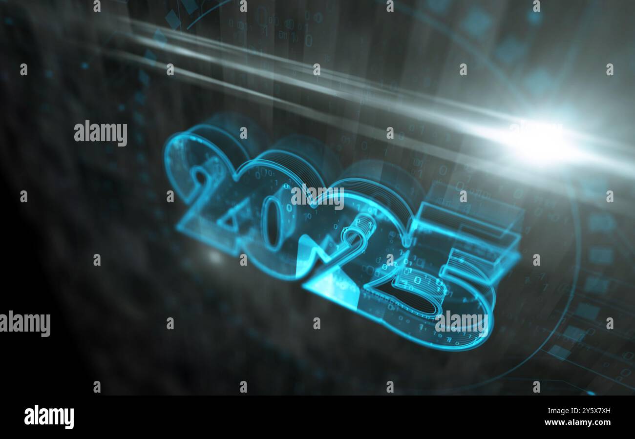 2025 year symbol digital concept. Network, cyber technology sign and ...